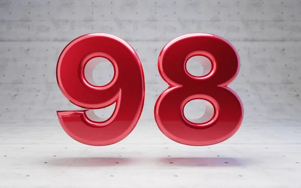 Red Number Metallic Red Color Digit Isolated Concrete Background ...