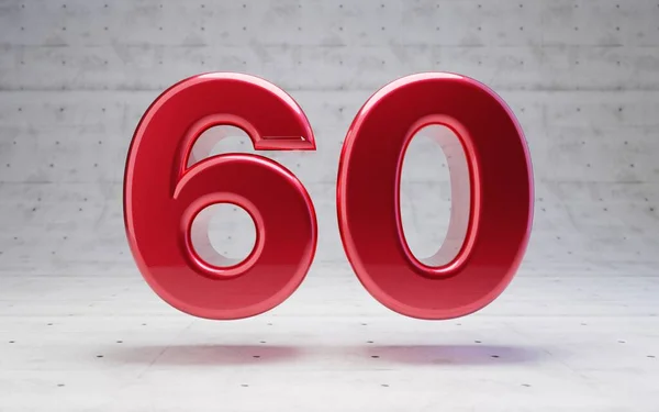 Red Number Metallic Red Color Digit Isolated Concrete Background ...
