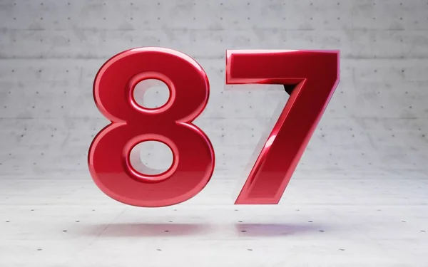 Red Number Metallic Red Color Digit Isolated Concrete Background ...