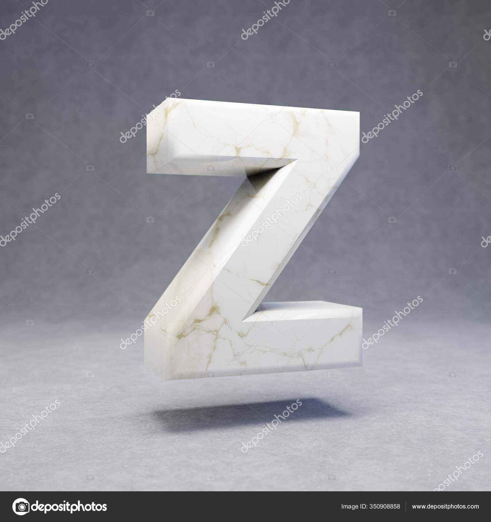 White Marble Letter Uppercase Concrete Background Rendered Glossy Stone ...