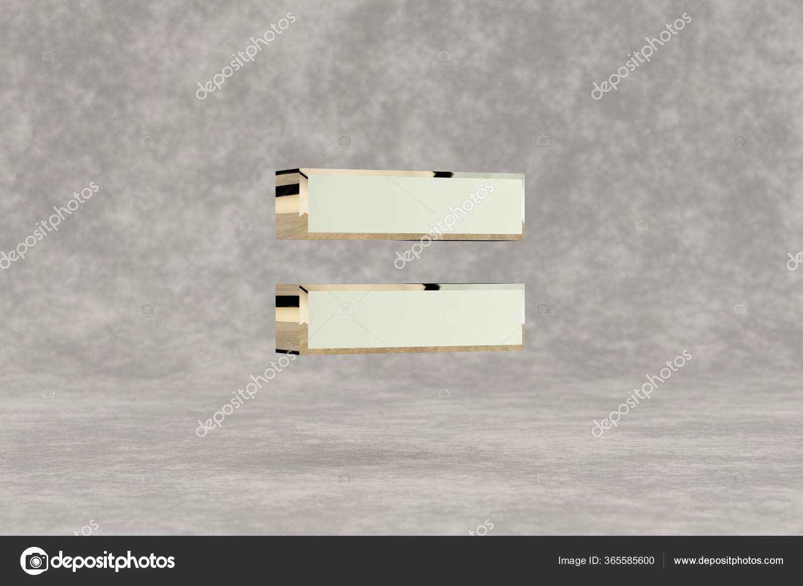 Gold Equals Symbol Glossy Golden Sign Concrete Background Metallic ...