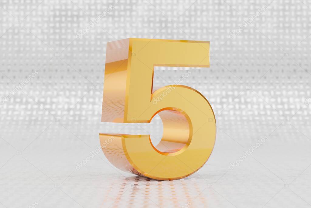 Amarillo 3d número 5. Número metálico amarillo brillante sobre fondo de ...