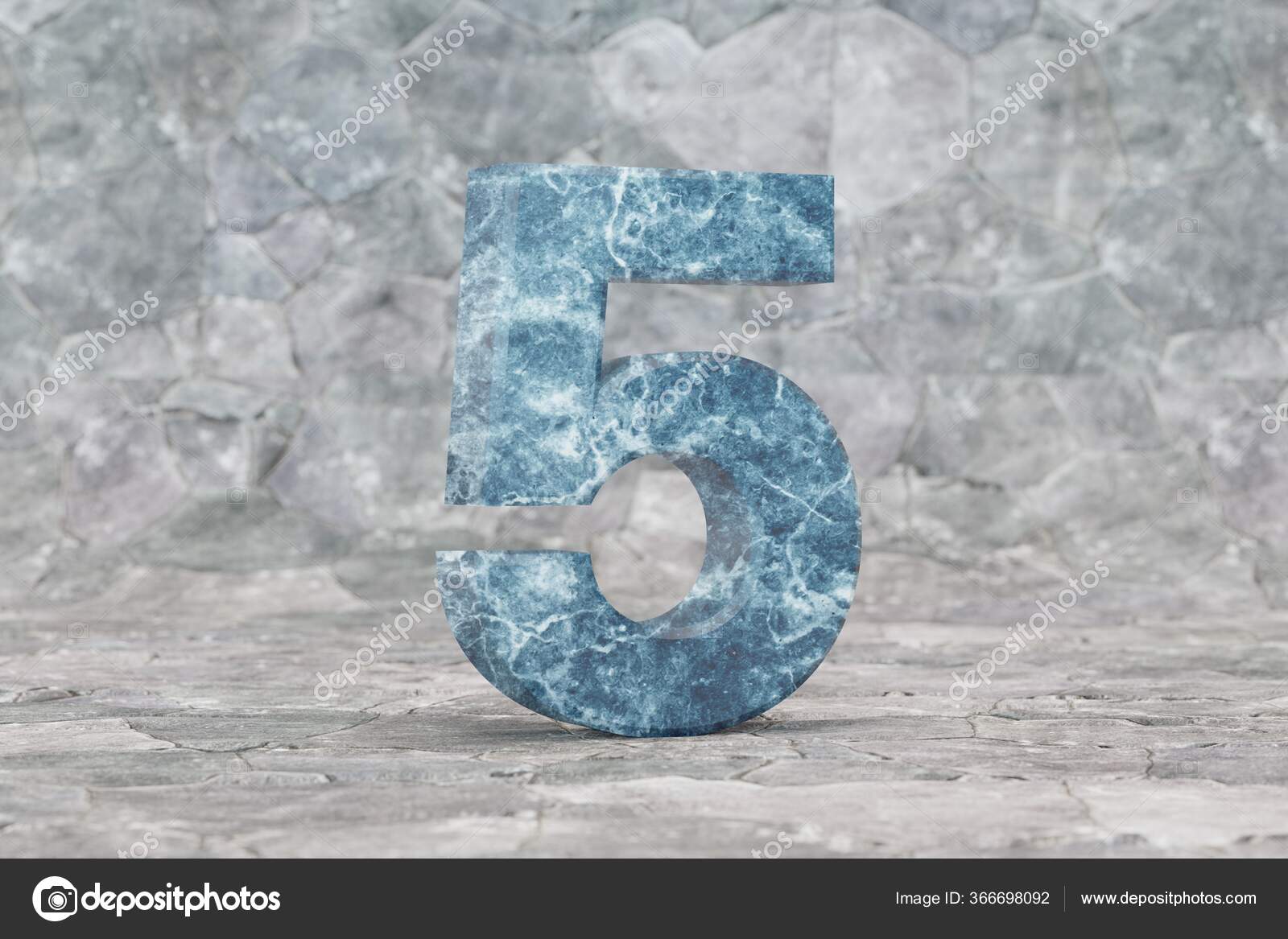 Marble Number Blue Marble Number Stone Background Rendered Font ...