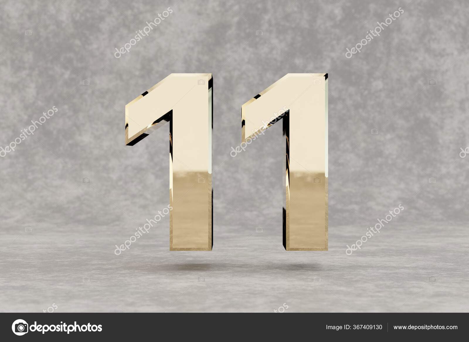 Gold Number Glossy Golden Number Concrete Background Metallic Digit ...