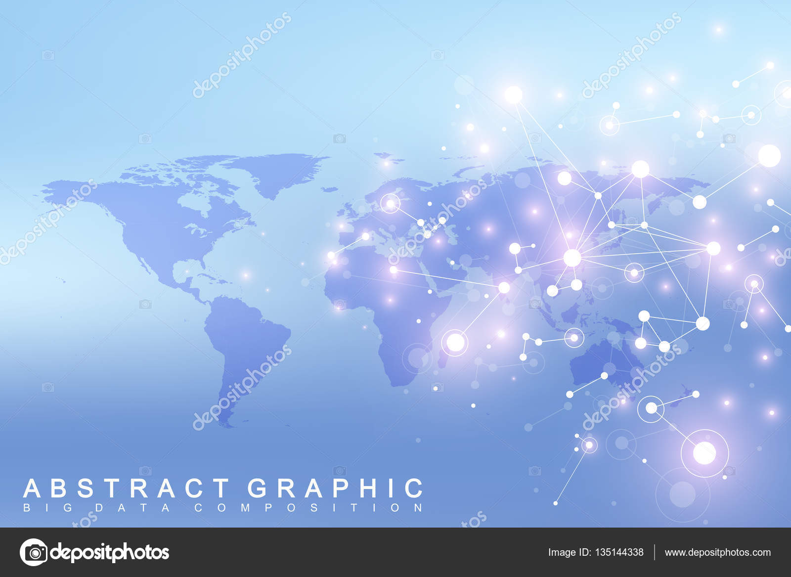 World map with global technology networking concept. Digital data ...