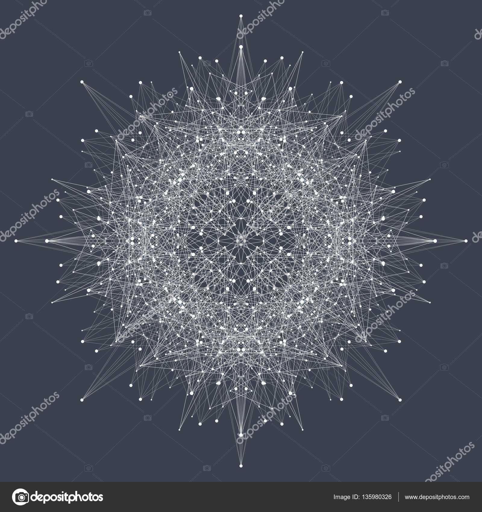 Fractal element with compounds lines and dots. Big data complex ...