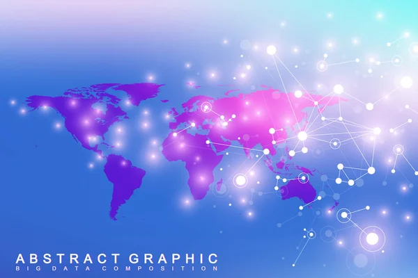 Political World Map with global technology networking concept. Digital data visualization ...