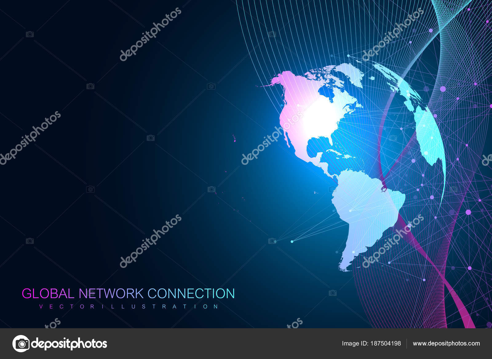 Big data visualization with a world globe. Abstract vector background ...