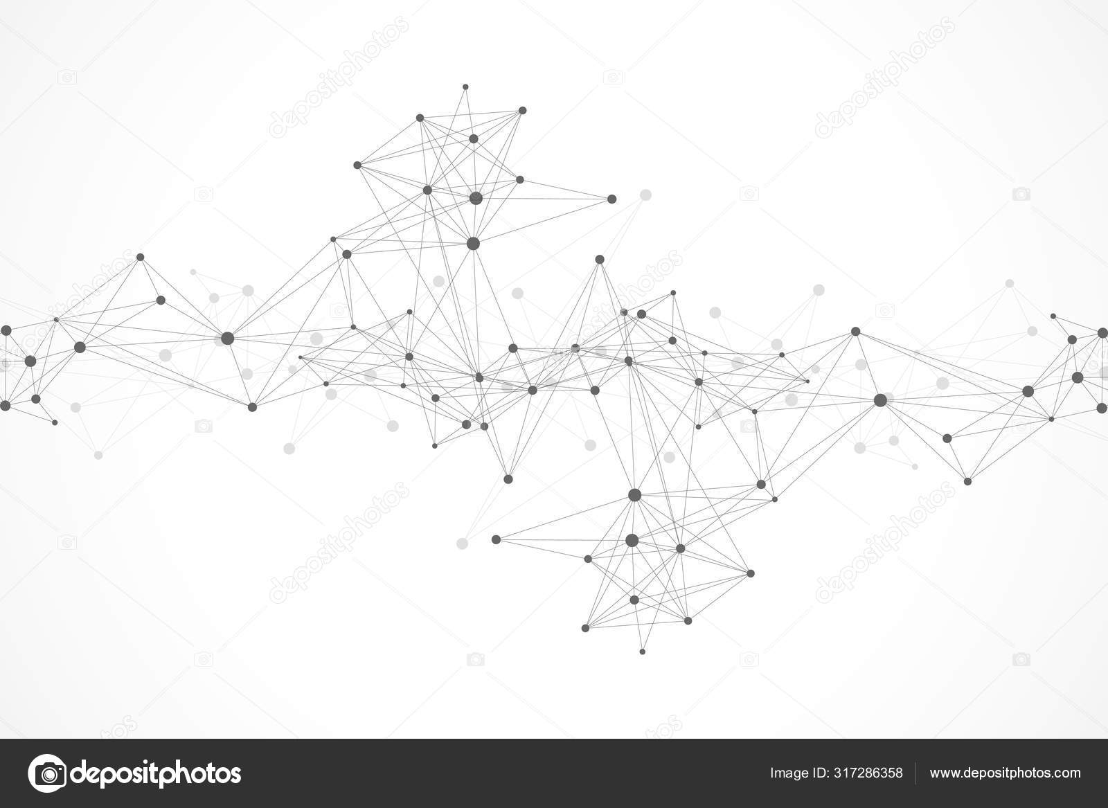 Geometric Graphic Background Molecule And Communication Connected Lines With Dots Minimalism
