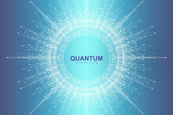 Scientific vector illustration quantum computer technology. Plexus ...