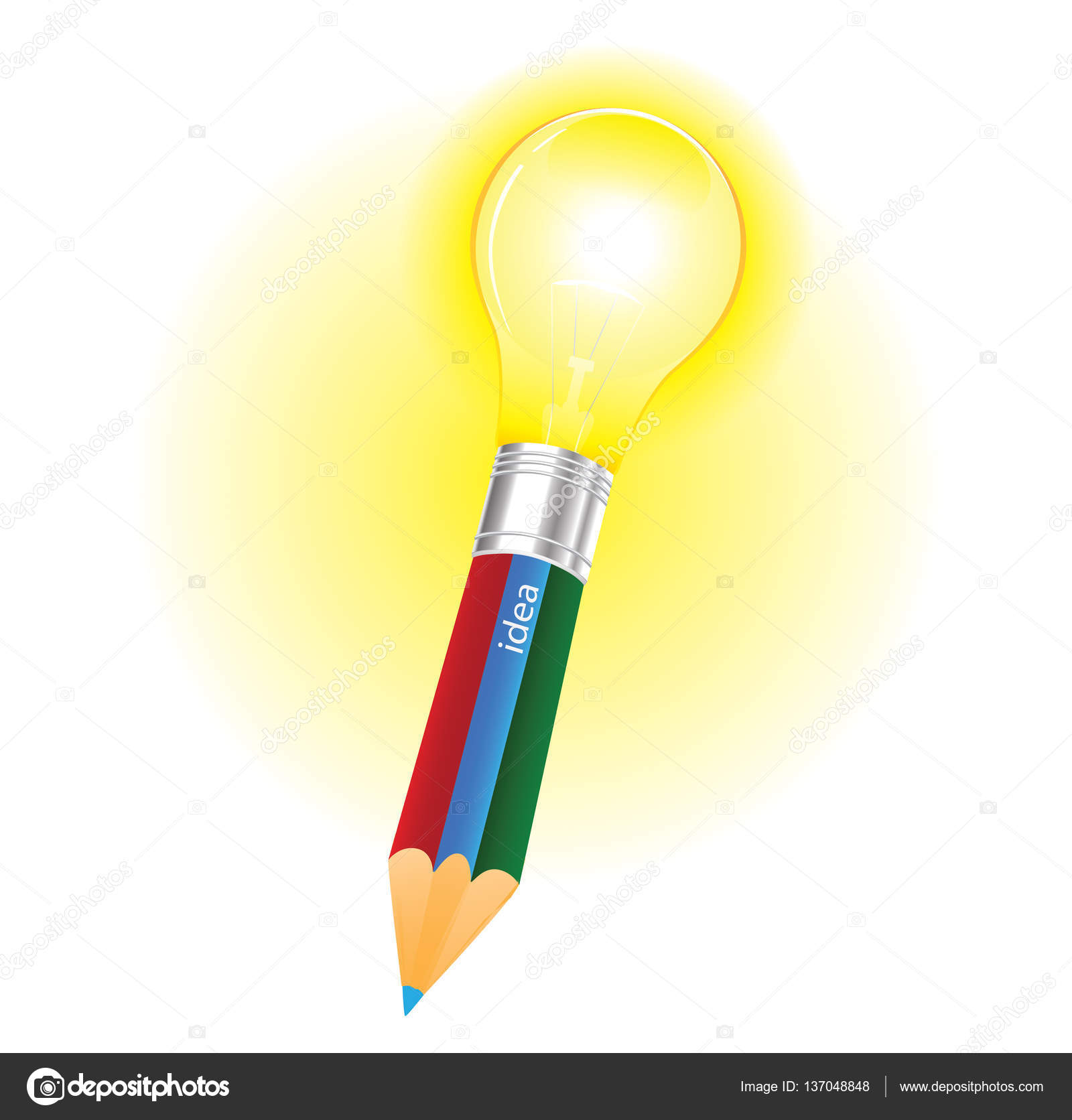 Pencil light bulb vector on White background Stock Vector Image by ©keangs #137048848