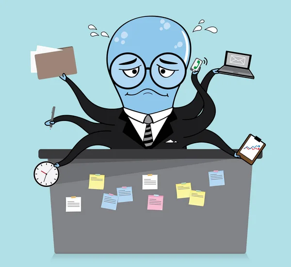 Very busy business man cartoon, business concept, vector Stock Vector ...