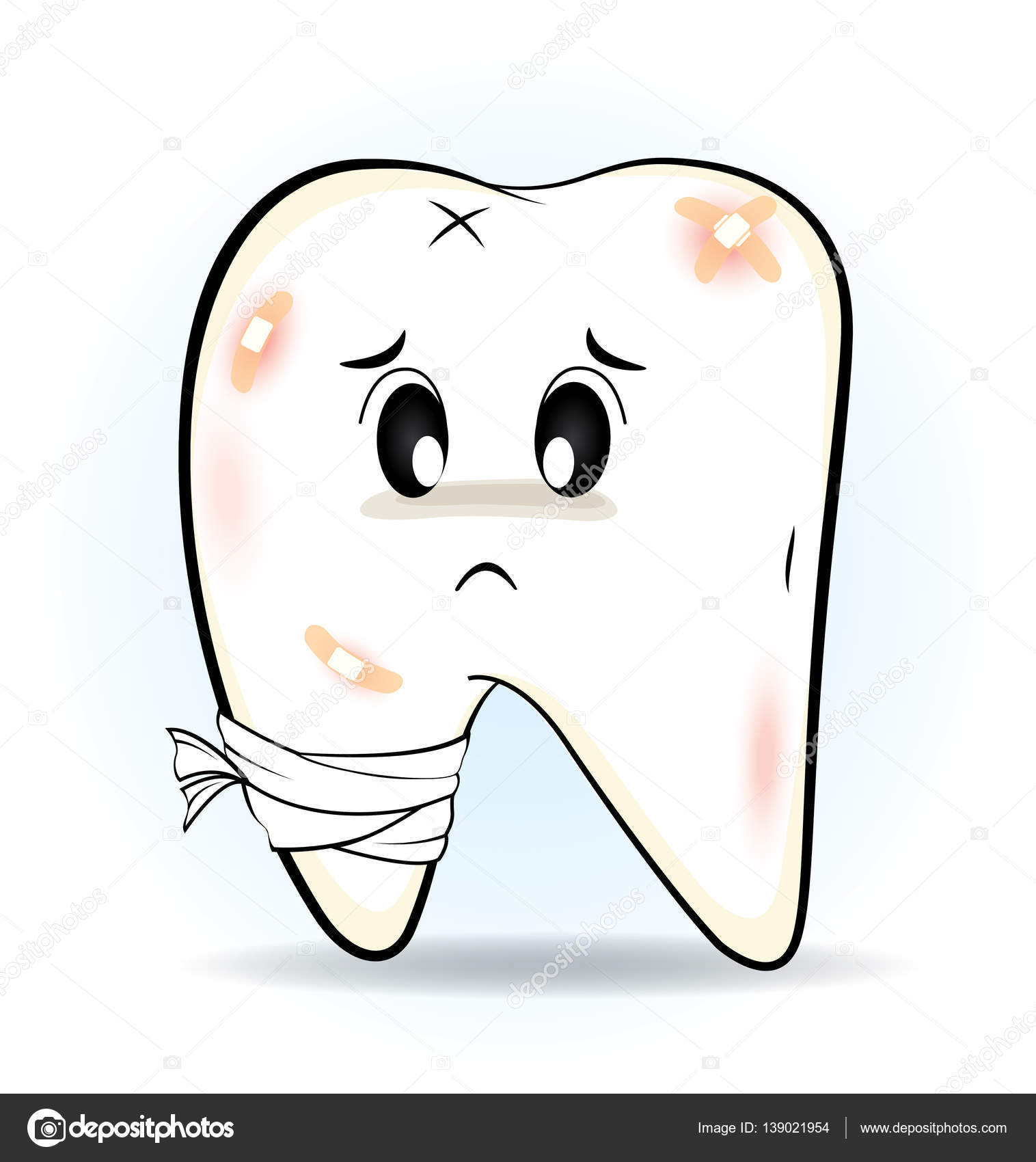 Cute dibujos animados decaimiento de diente o daño, vector 10 — Archivo ...