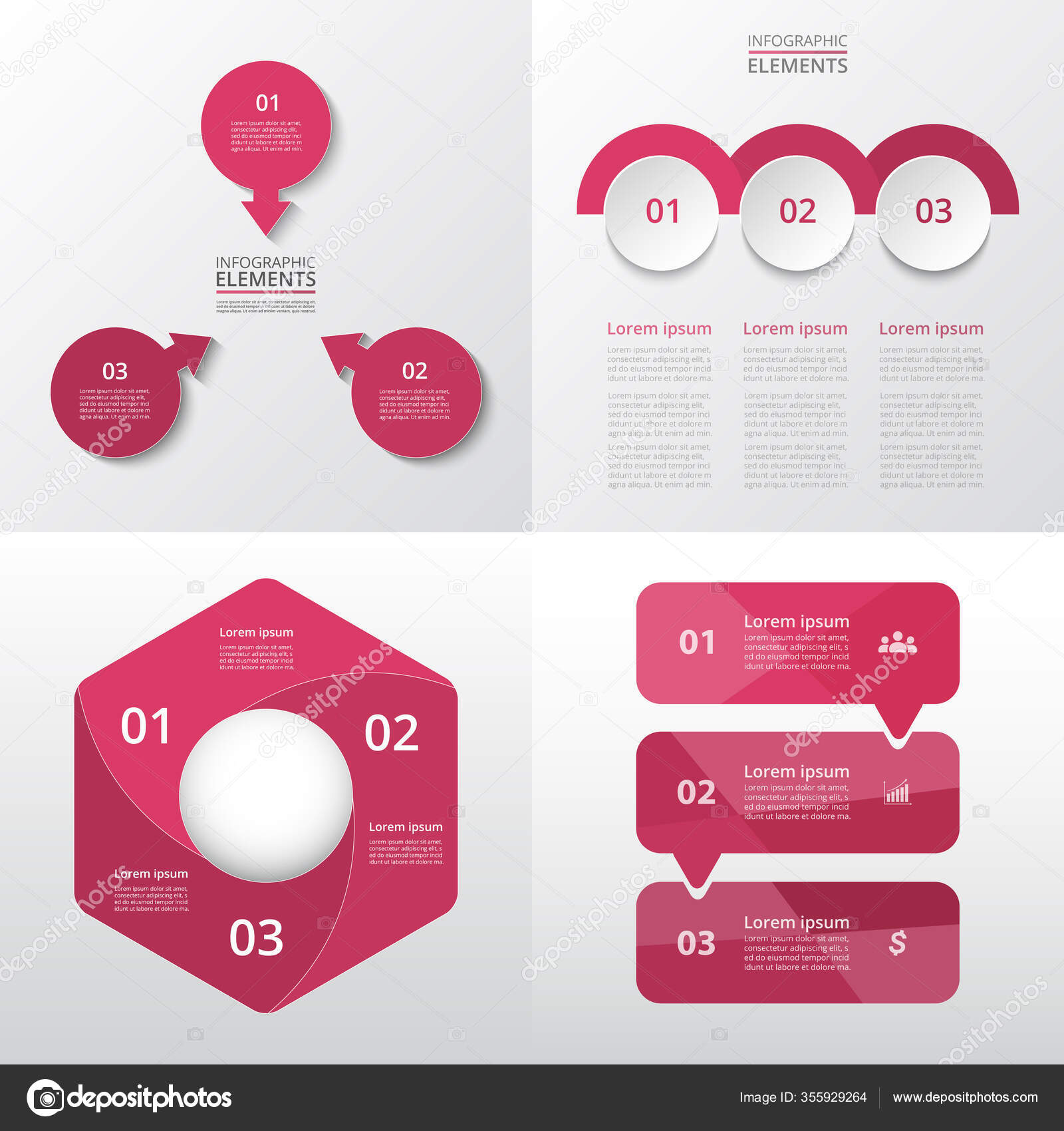 Bundle Elemen Informasi Visualisasi Data Templat Vektor Dengan Pilihan ...