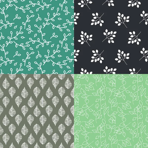 Set of Four Seamless Pattern With Leaf. Abstract leaf texture, e Stock ...
