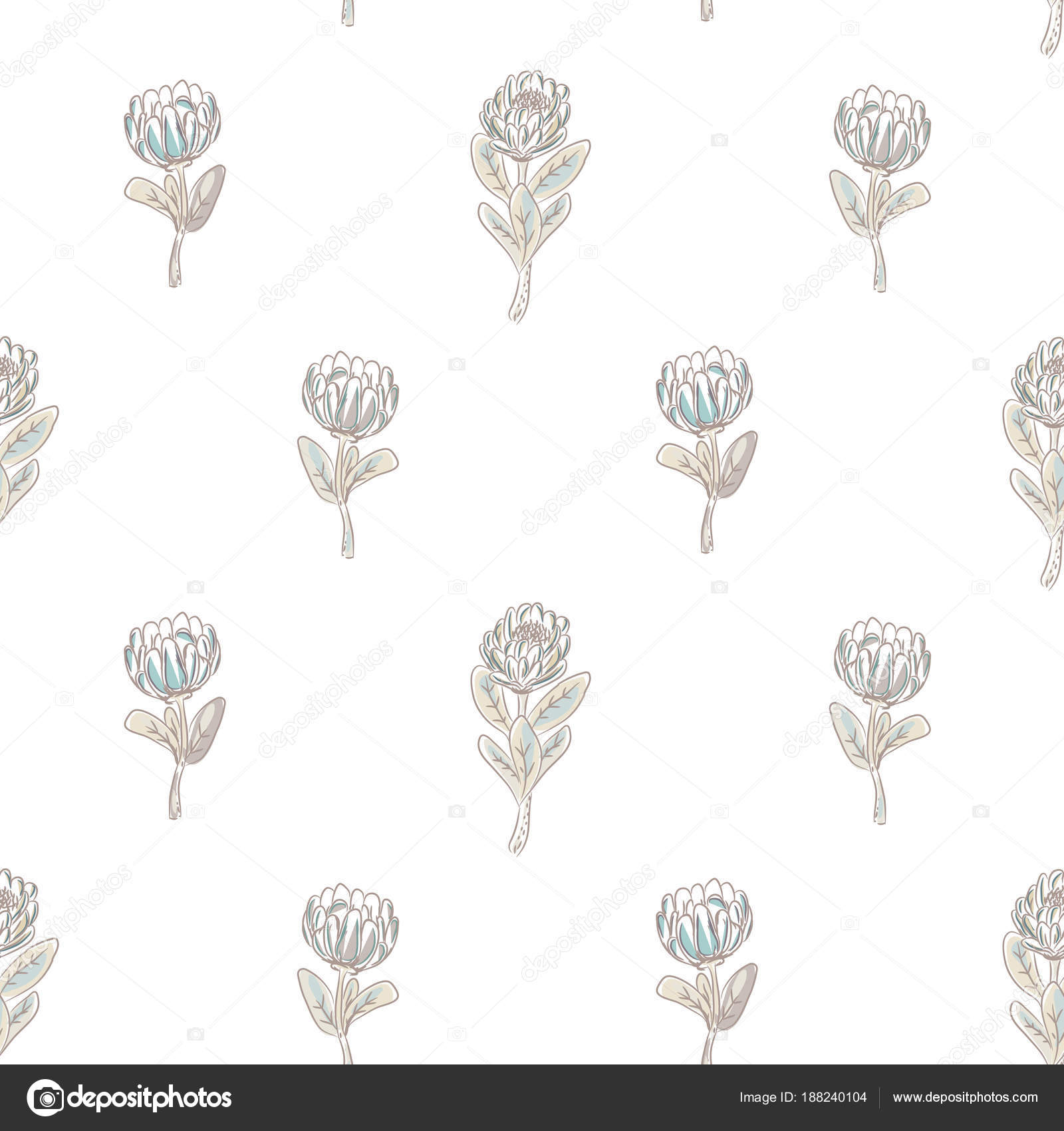 Protea flower seamless vector pattern. Stock Vector Image by ©inides ...