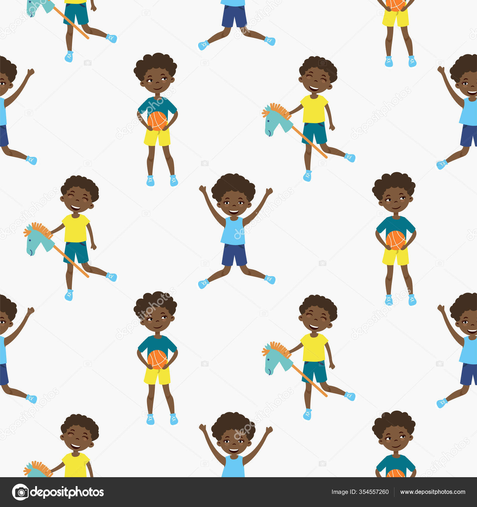 Cute boy vector cartoon style seamless pattern. — Stock Vector © inides ...