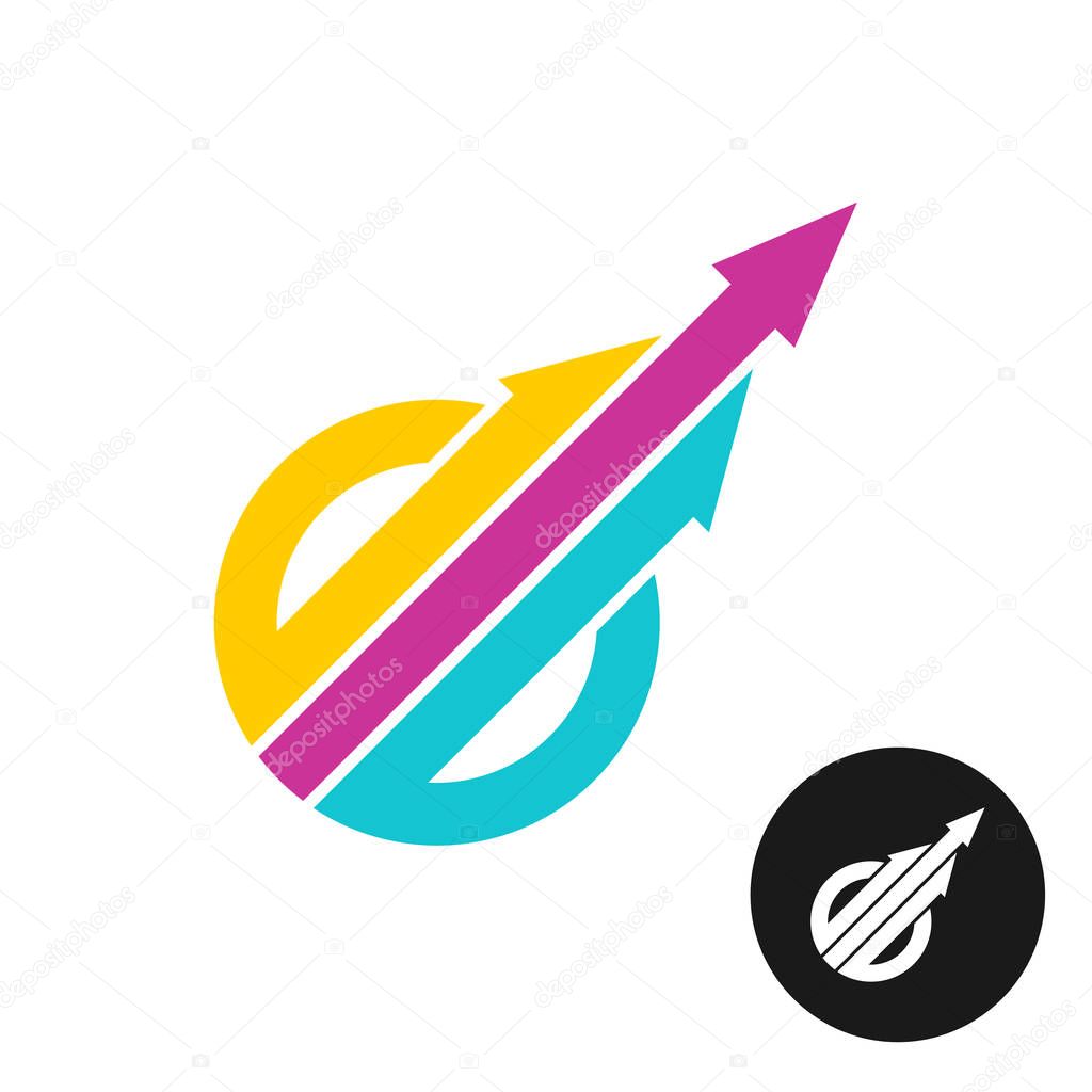 Tres flechas de color desde el logotipo del círculo. 2022