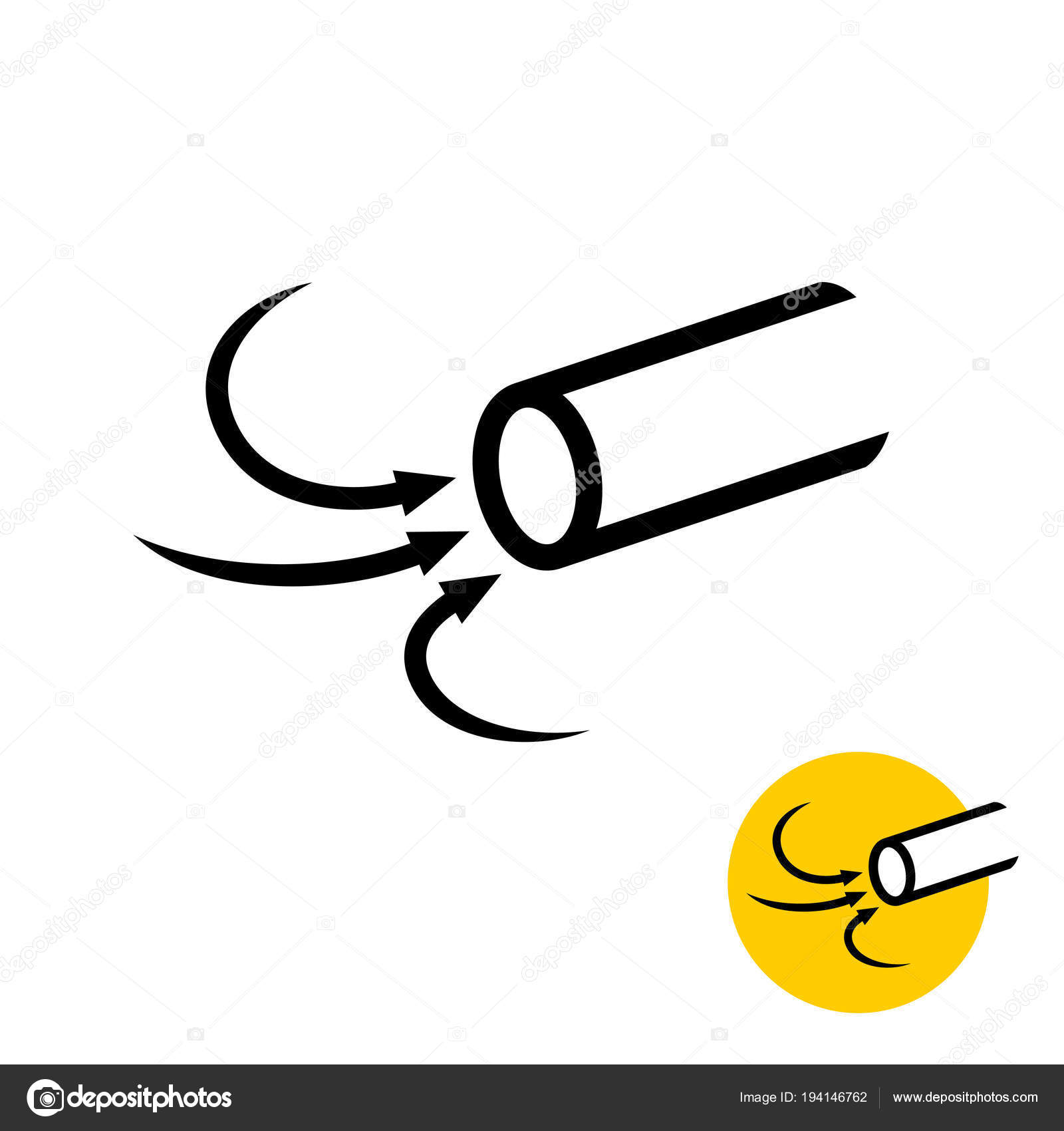 Icono de succión con manguera o tubo aspirar el aire . Vector de stock ...