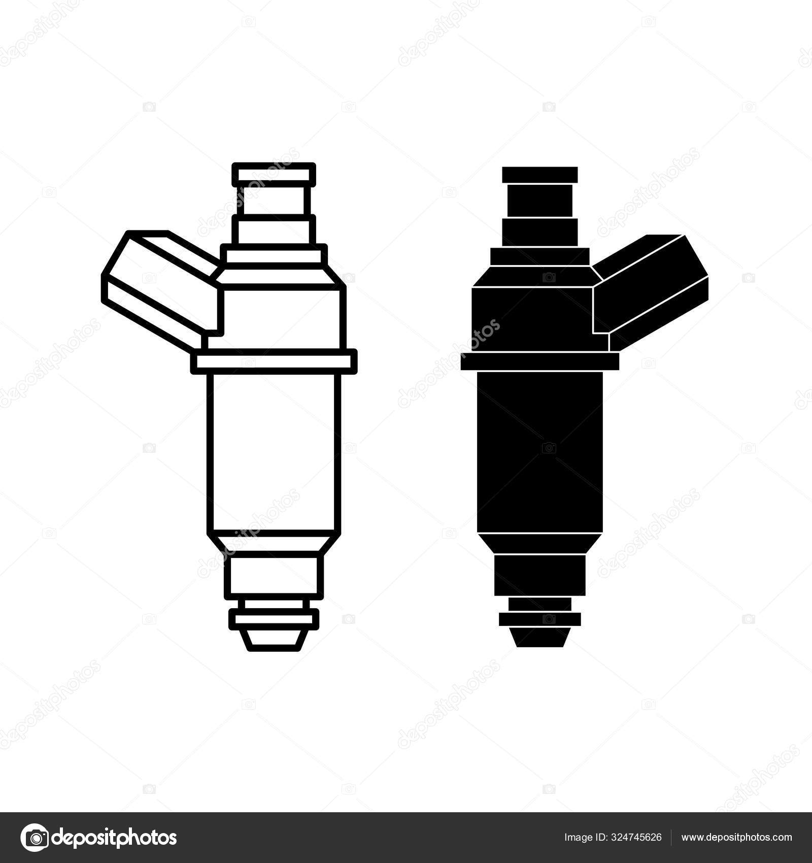 Car fuel injector illustration. Engine injection element. Stock Vector ...
