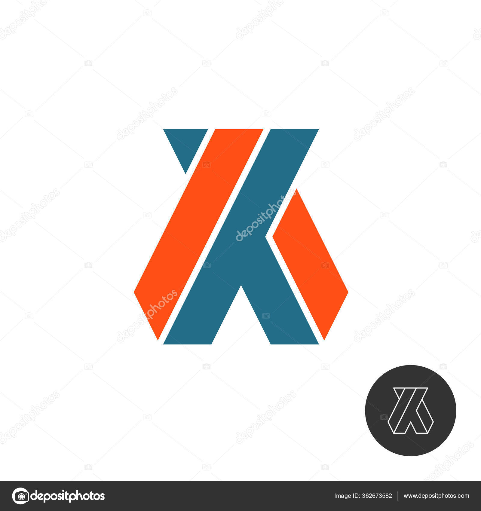 A and X capital letters logo. Cornered AX or XA initials monogram ...