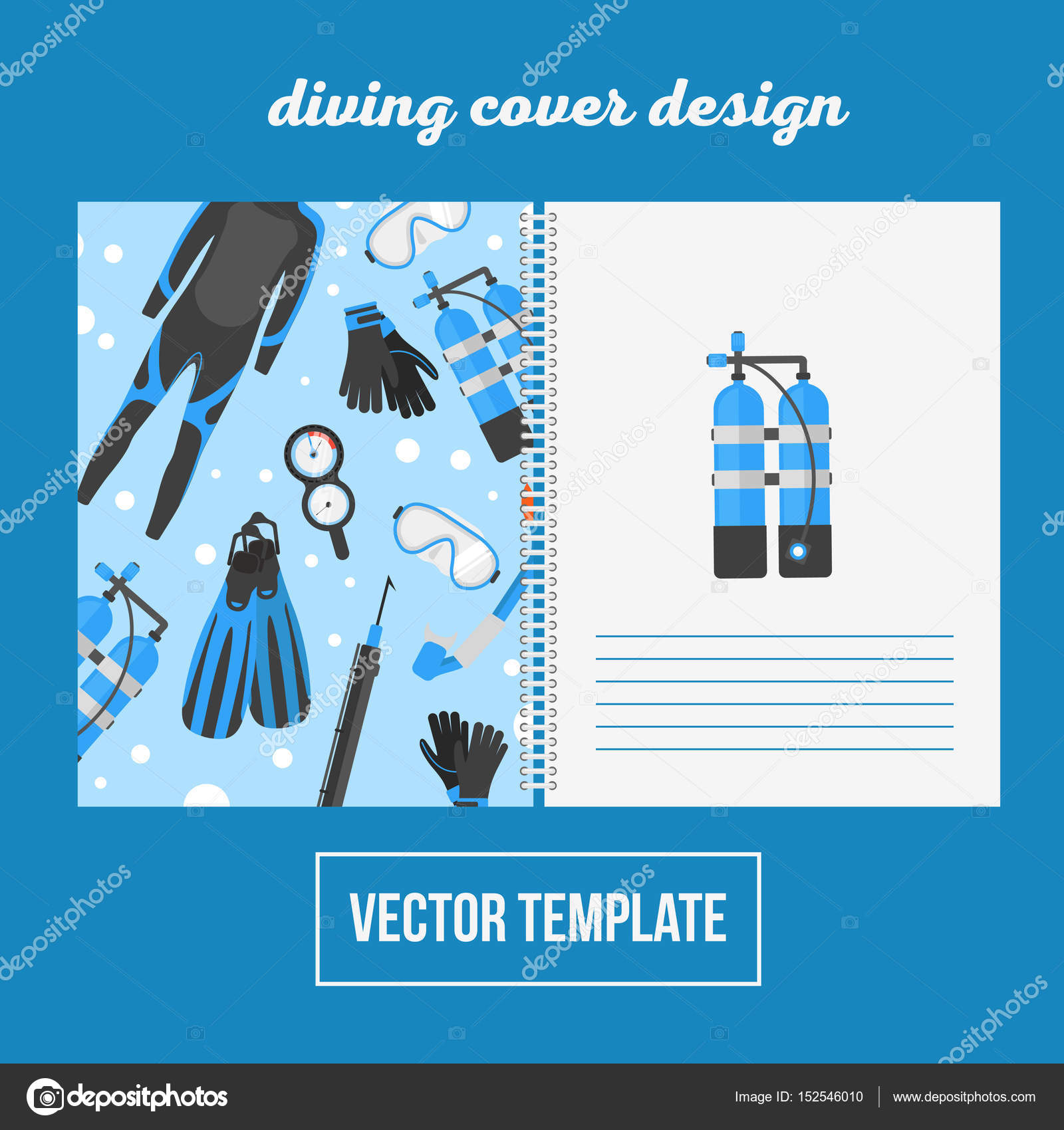 Cover design with diving equipment Stock Vector Image by ©alejik #152546010