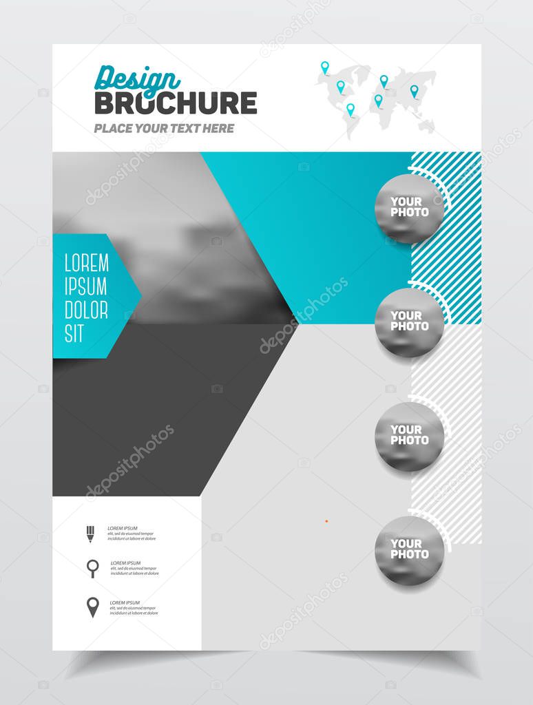 Diseño del folleto Blue Business. Informe anual vector plantilla de ilustración. Tamaño A4 ...