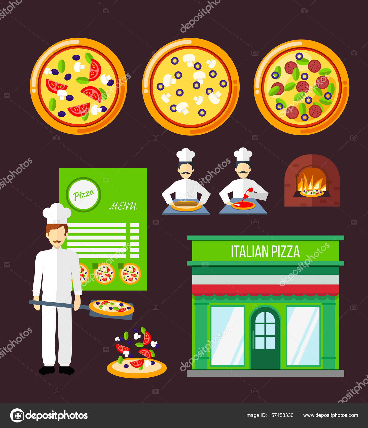 Pizza design elements Stock Vector Image by ©alejik #157458330