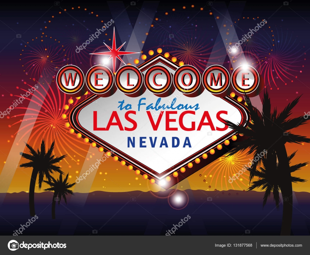 Welcome to fabulous Las Vegas Nevada sign in blue gold backgroun Stock ...