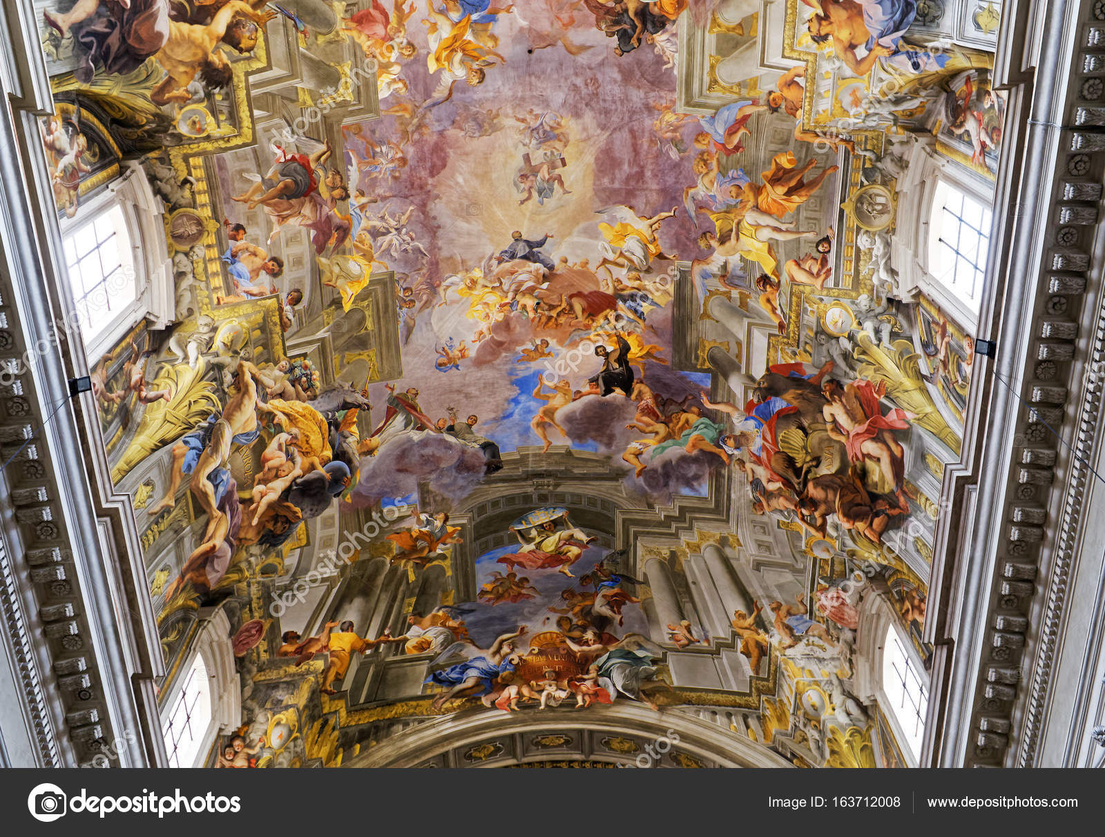 Frescos de techo de la iglesia de Sant Ignazio, Roma, Italia — Foto ...