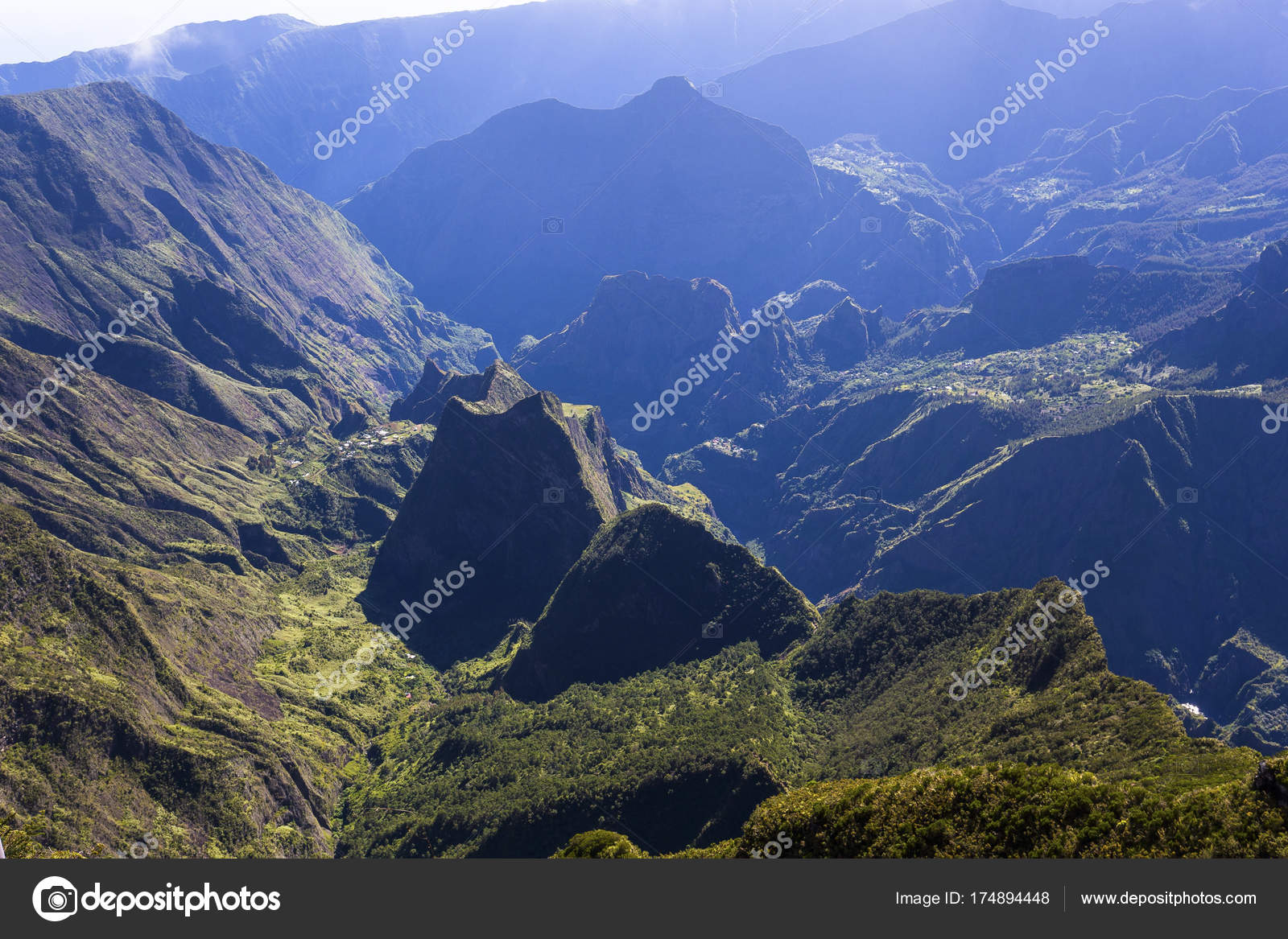 Mafate circus, from piton Maido, La Reunion island – Stock Editorial ...