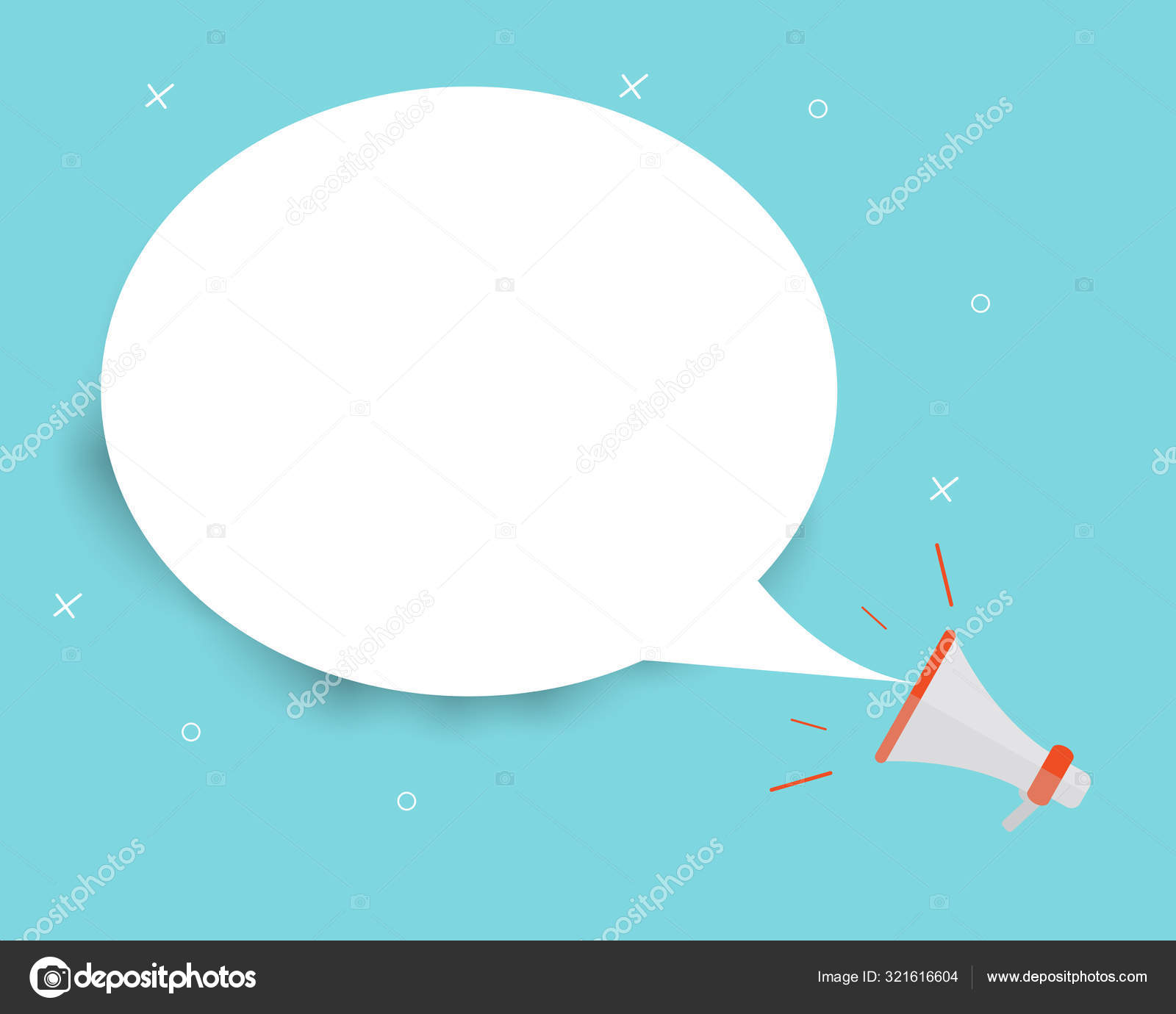 Megaphone Text Bubble Card Place Your Design Flat Vector Illustration ...