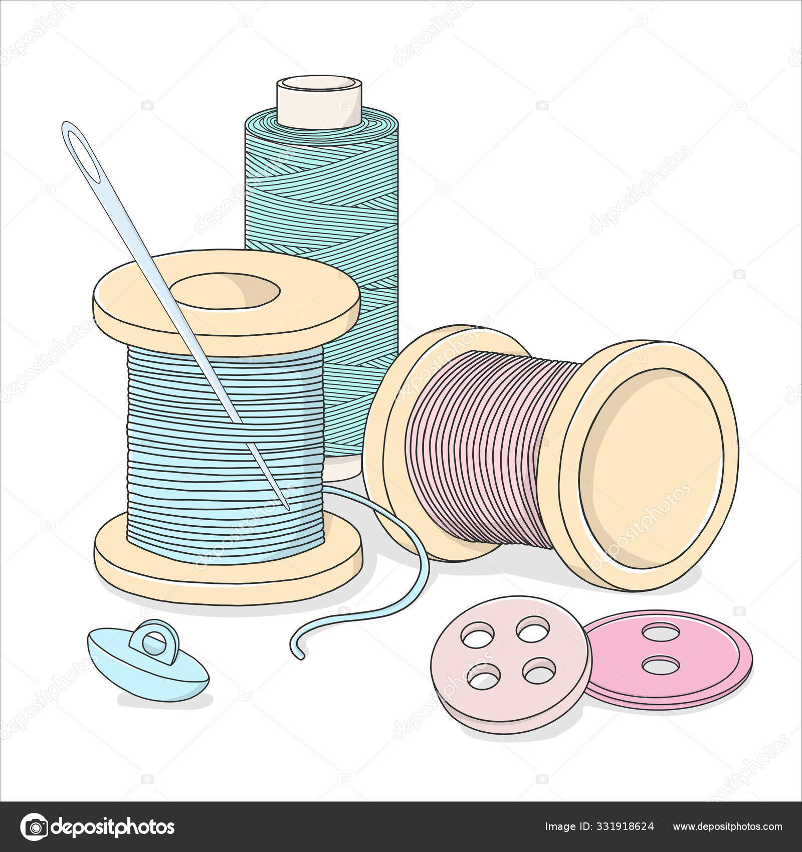 Needle And Thread Spool Drawing