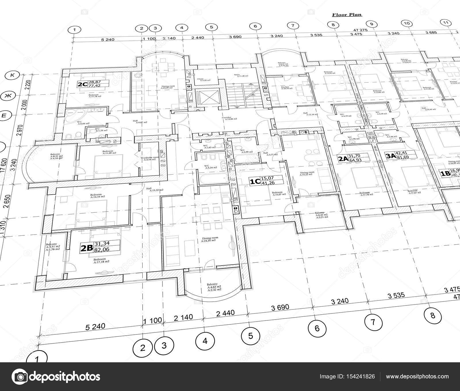 Detailed architectural plan, perspective view — Stock Photo © Mr_Ptica ...