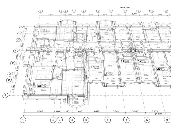 Detailed architectural plan, floor plan, roof plan — Stock Photo © Mr ...