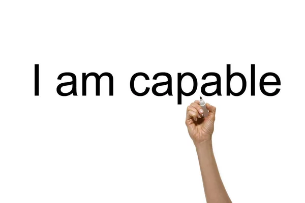 Hand Writing White Background Positive — Stock Photo © depostock #158489056