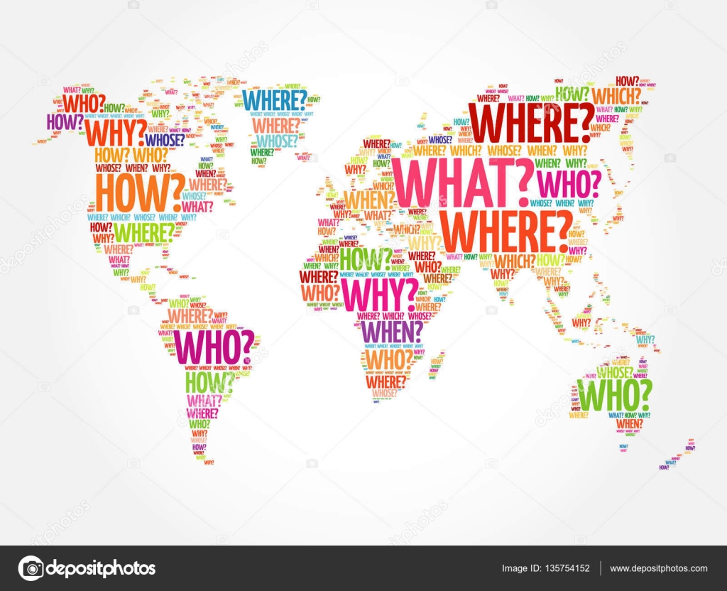 Question Words World Map in Typography Stock Vector by ©dizanna 135754152
