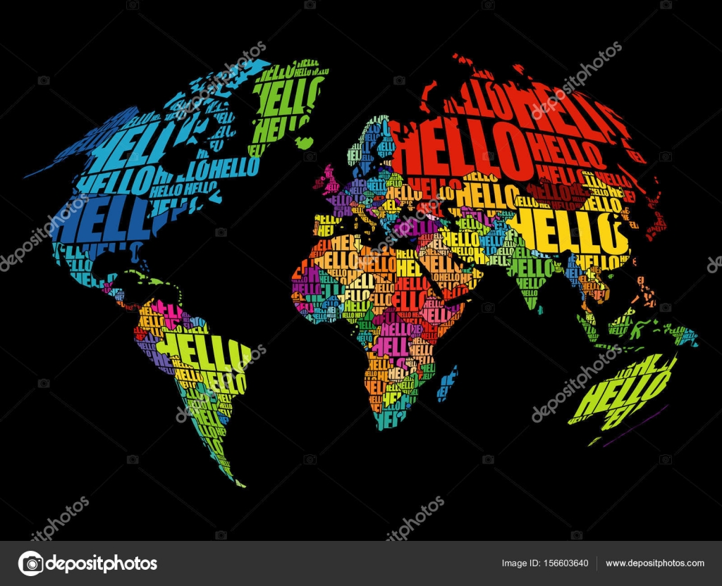 Mapa do mundo HELLO Word Cloud Vetor de ©dizanna 156603640