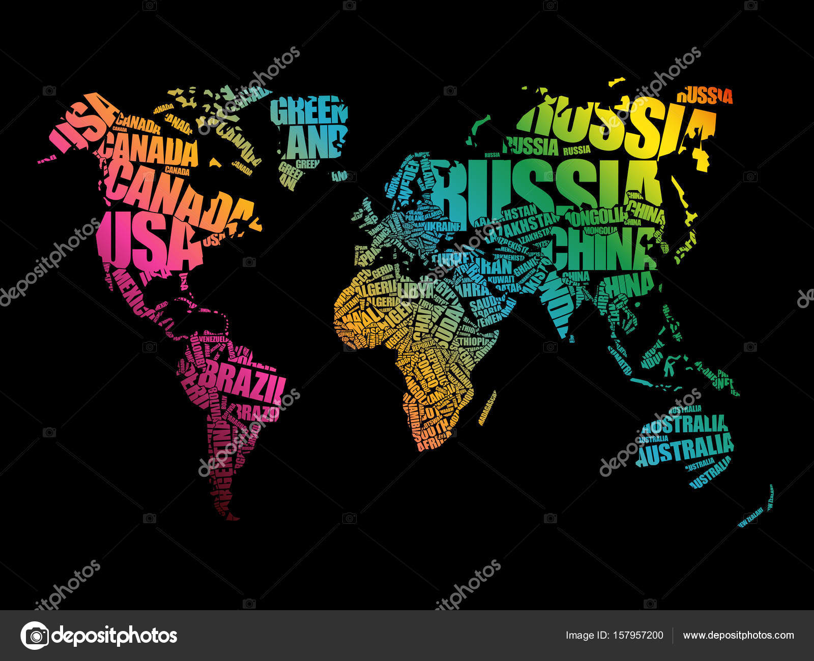 World Map in Typography word cloud Stock Vector by ©dizanna 157957200