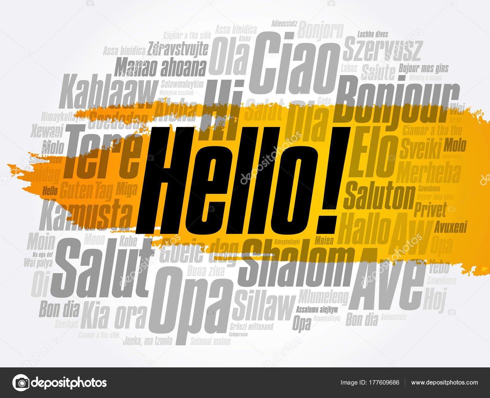 Hello word cloud in different languages Stock Vector by ©dizanna 177609686