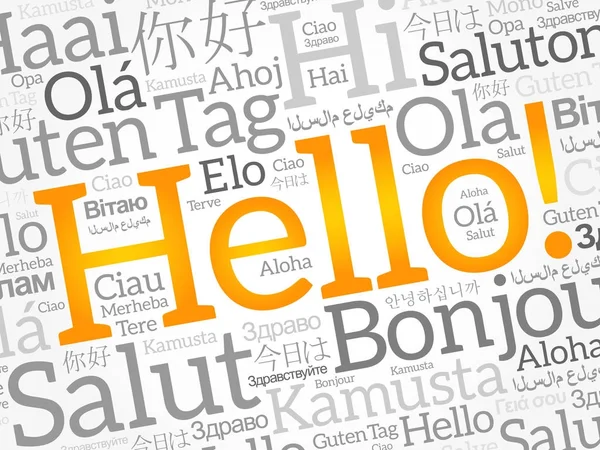 Hello Word Cloud Different Languages World Background Concept Stock