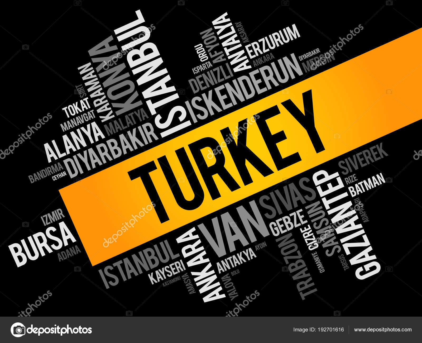 List of cities in Turkey word cloud Stock Vector Image by ©dizanna #192701616