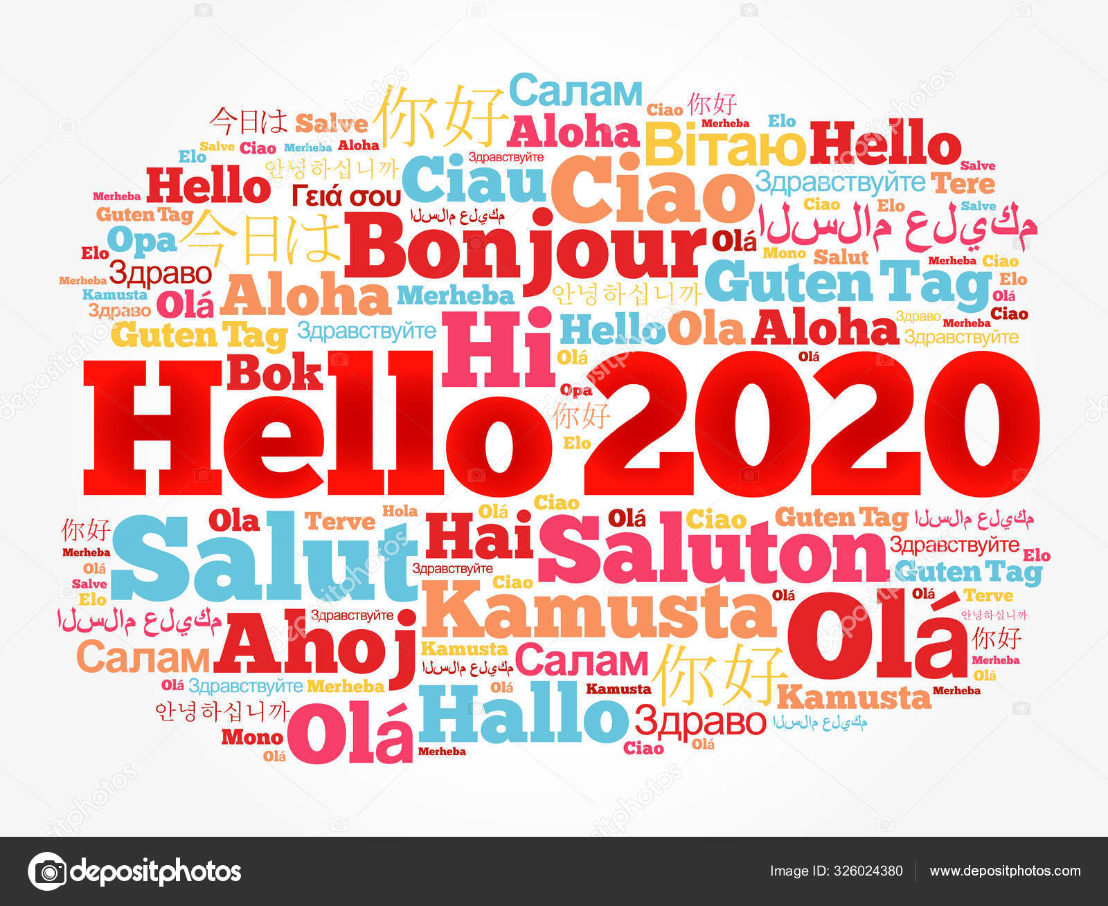 Hello 2020 word cloud in different languages Stock Vector by ©dizanna ...