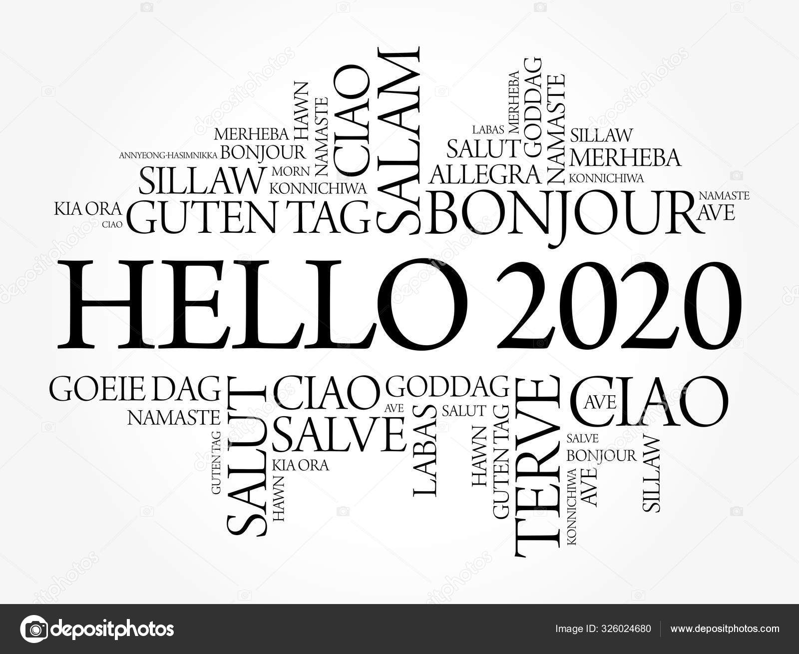 Hello 2020 word cloud in different languages Stock Vector Image by ...