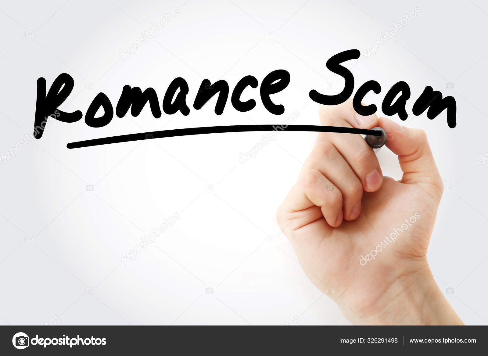 Hand writing romance scam with marker Stock Photo by ©dizanna 326291498