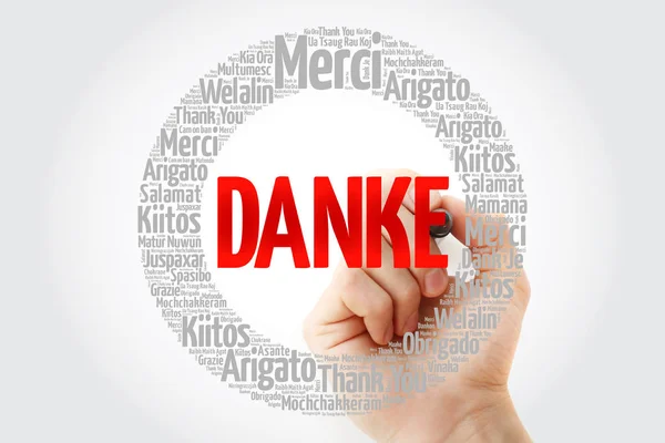 Danke Gracias Alemán Palabra Nube Fondo Diferentes Idiomas Vector De