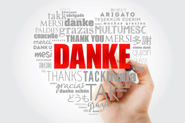 Danke Gracias Alemán Palabra Nube Fondo Diferentes Idiomas Vector De