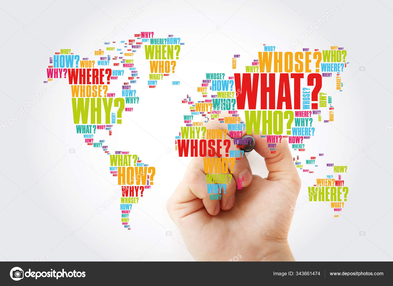 Question Words World Map in Typography Stock Photo by ©dizanna 343661474