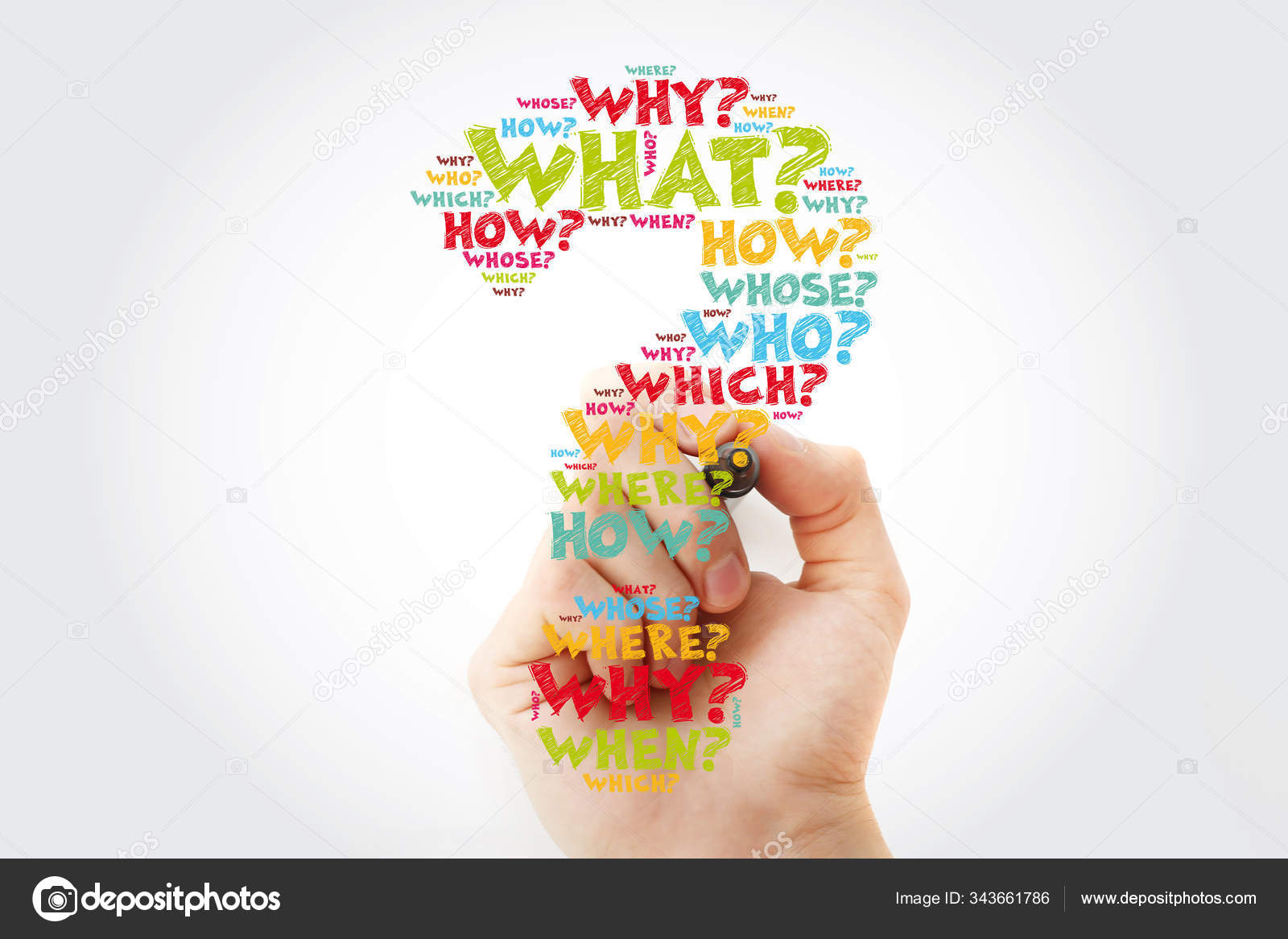 Marca de interrogación palabra nube fondo — Foto de stock #343661786 ...