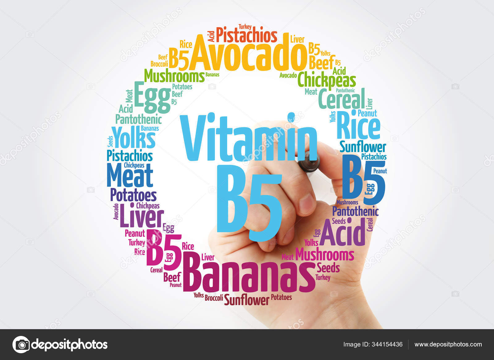 Vitamin B5 word cloud collage, health concept Stock Photo by ©dizanna 344154436